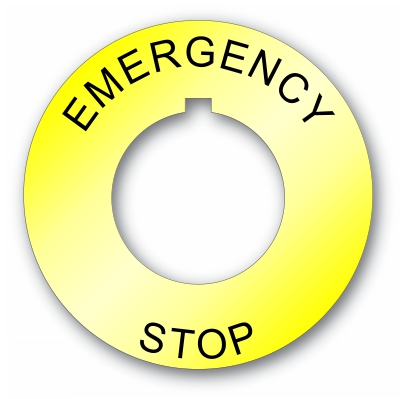 30mm Emergency Stop Legend Plates | Carolina Laser, Inc.